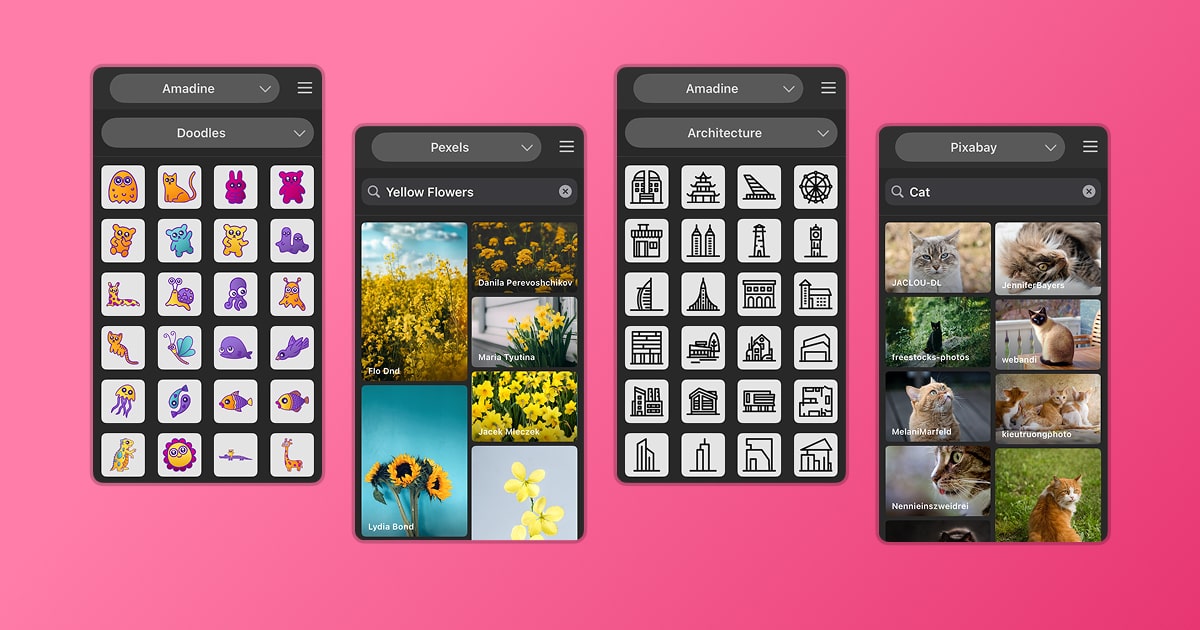 Built-in libraries and their design use | Amadine Useful Articles